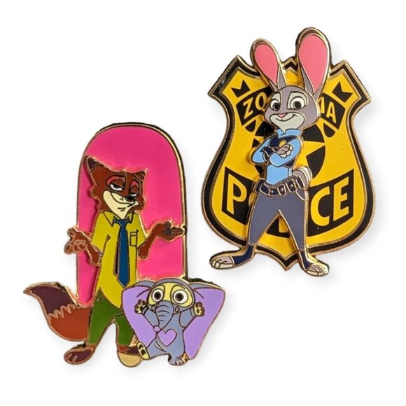 Disney | Accessories | Zootopia Disney Pins Judy Hopps Badge And Nick Wilde And Finnick Popsicle ...